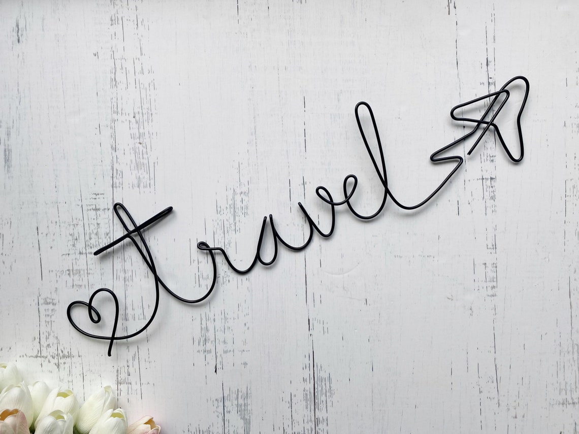 Travel Wire Word Sign Travel Wall Art Handmade Travel - Etsy