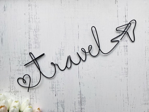 Travel Wire Word Sign Travel Wall Art Handmade Travel - Etsy