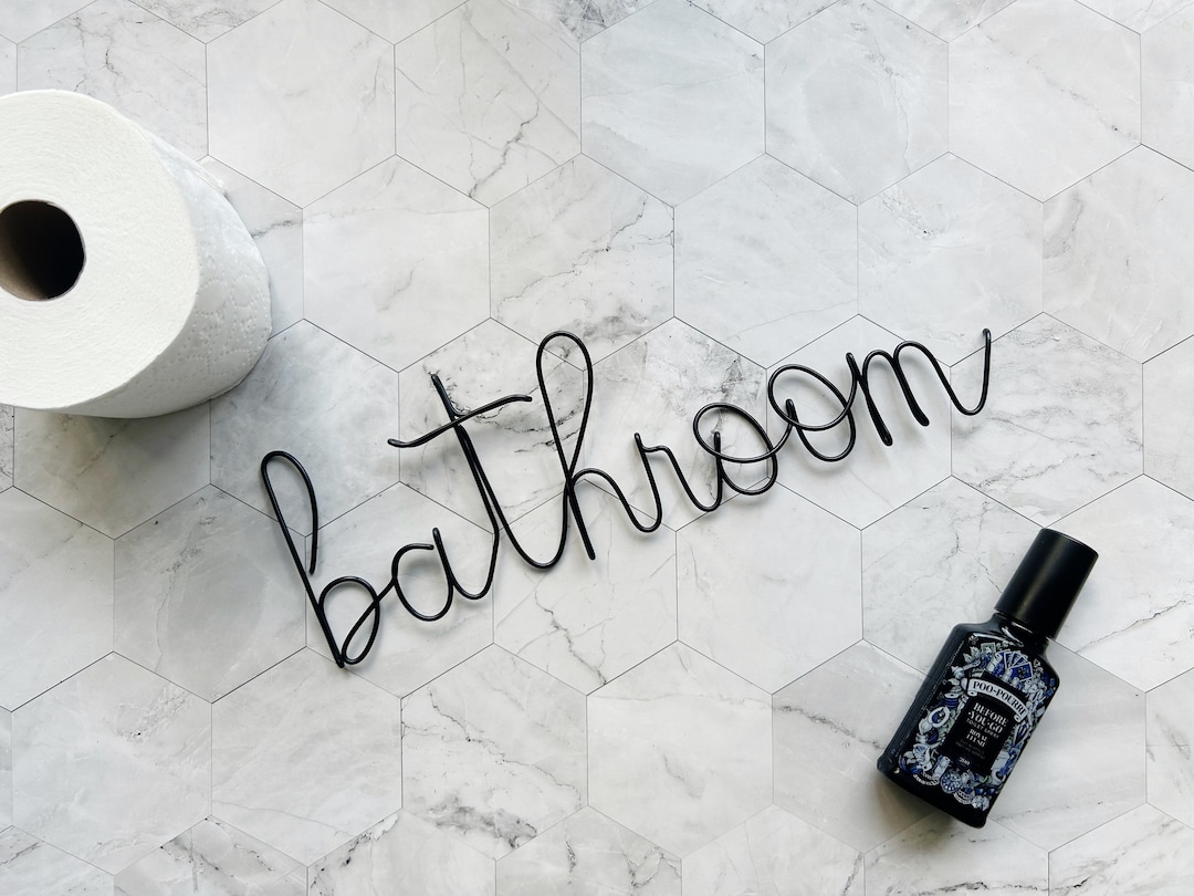 Bathroom Wire Word Signwall Art | Handmade Bathroom Metal Word Sign ...