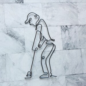 Golfer One Line Wire Art | Office Wall Art | Golf Gift | Wire Words ...