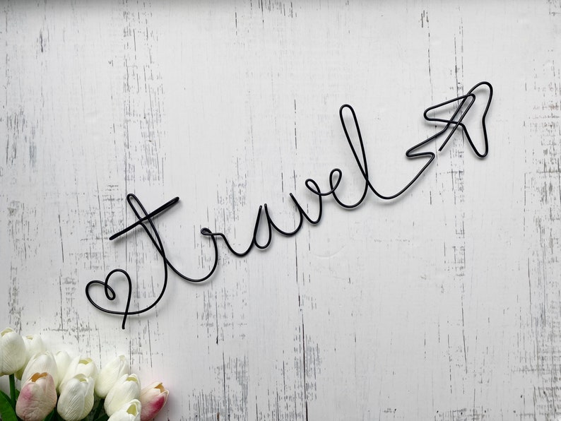 Travel Wire Word Sign Travel Wall Art Handmade Travel - Etsy