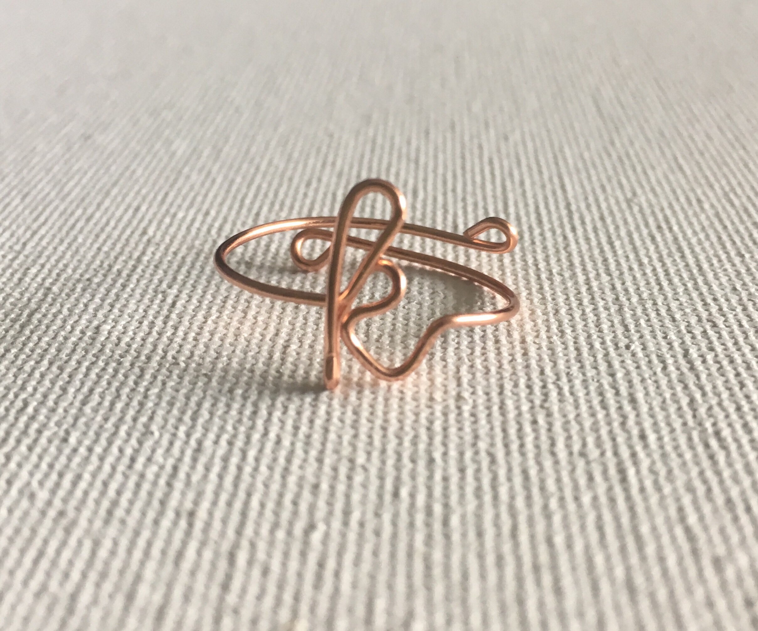 Adjustable Rose Gold Initial Ring | Lower Case | Letter | Copper - Etsy