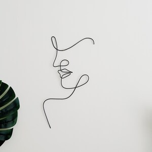 3D Woman‘s Face Profile | One Line Decor | Metal Wall Art | Wire Word ...
