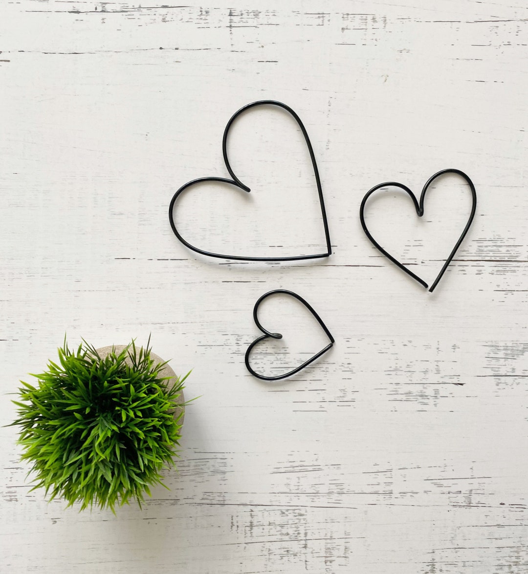 Wire Hearts Trio | Wire Heart Wall Hanging | Heart Wire Wall Art | Wall ...