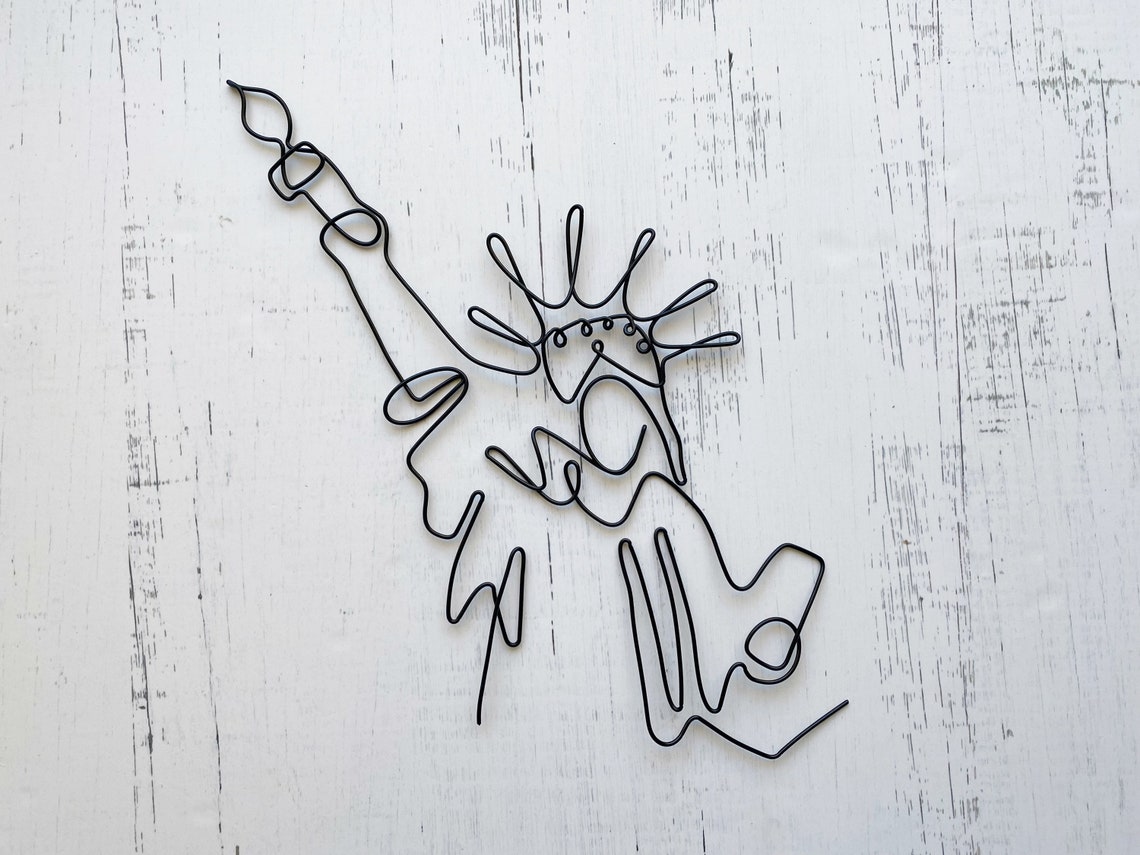 Statue of Liberty One Line Wire Art Bedroom Sign Guest - Etsy