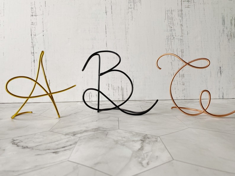 Custom Wire Initial | A-Z Metal Letter for Table Top | Shelf Wire Sign | Wedding Initial Sign ...