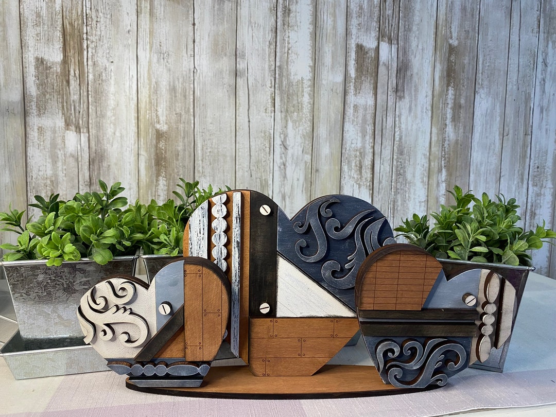 Rustic Heart Decor, Vintage Rustic Heart Trio, Laser Cut, Hand Painted ...