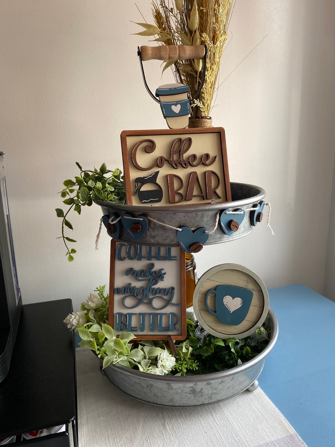 Coffee Tier Tray Set, Tier Tray Decor, Coffee Bar Decorations, Coffee ...