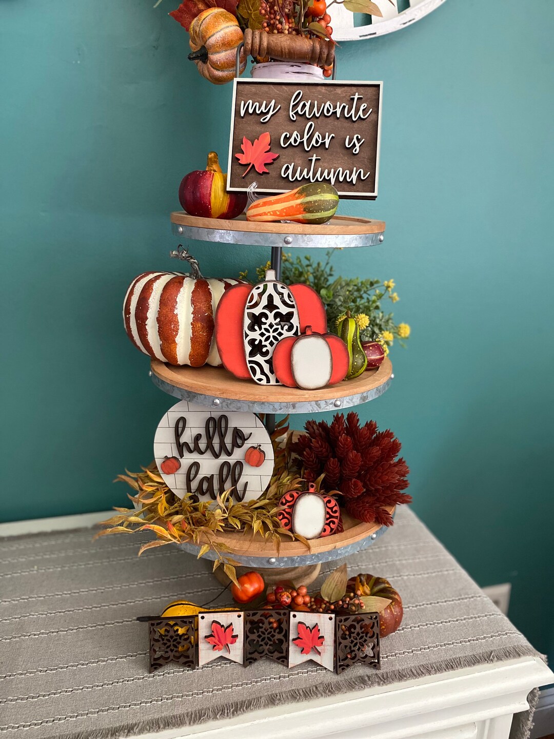 Hello Fall, Fall Themed Decorations, Fall Decor, Tier Tray Decor ...