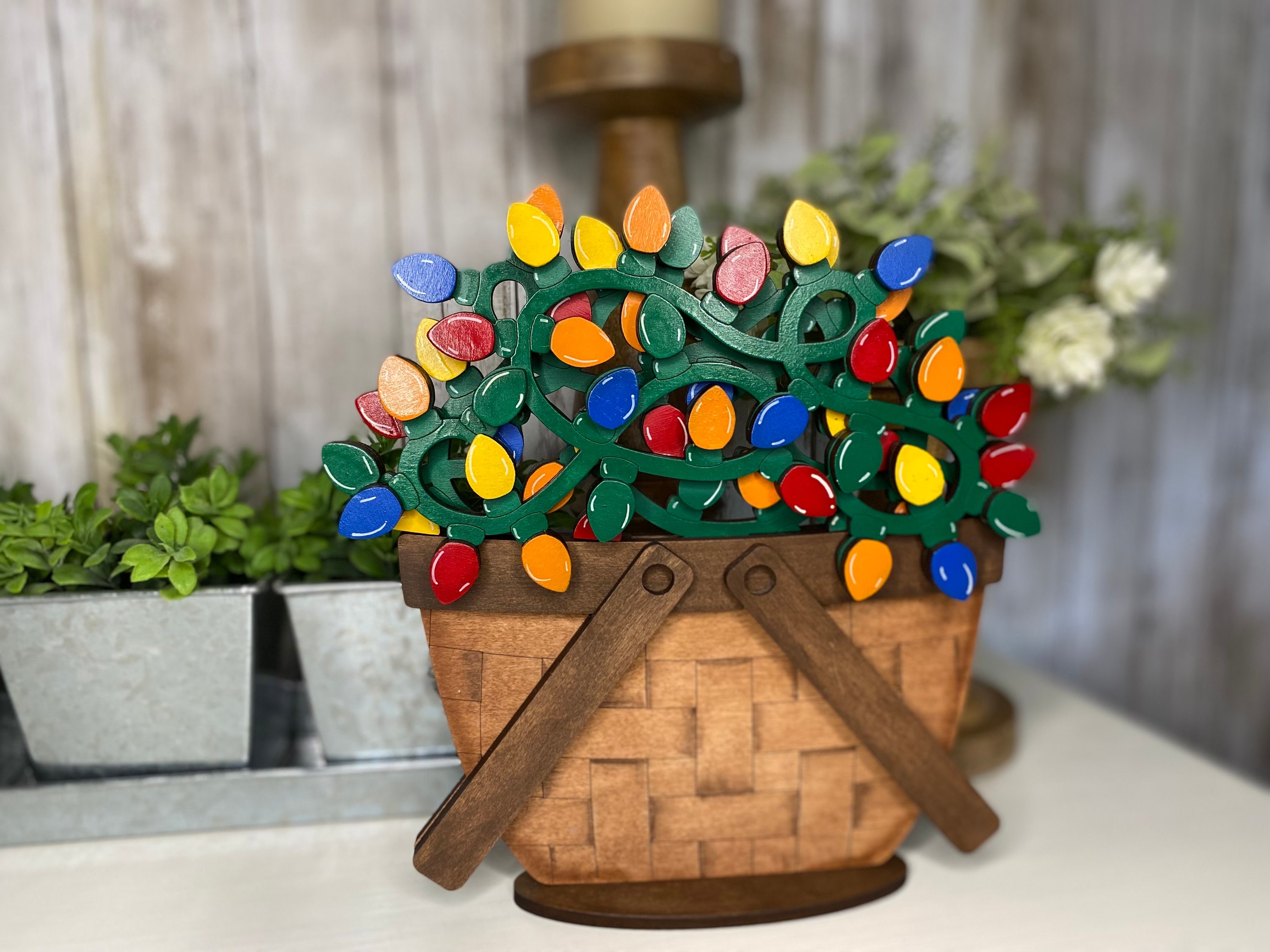 ADD-ON for Interchangeable Baskets, Christmas Lights Top Insert ...