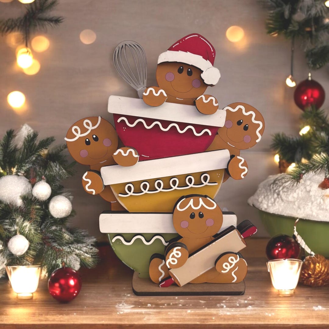 Wooden Gingerbread Shelf Sitter, Christmas Décor, Gingerbread Men ...