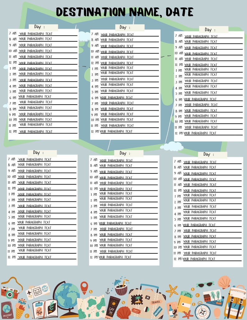 Daily Travel Planner Template Itinerary & Coordination All-in-one ...