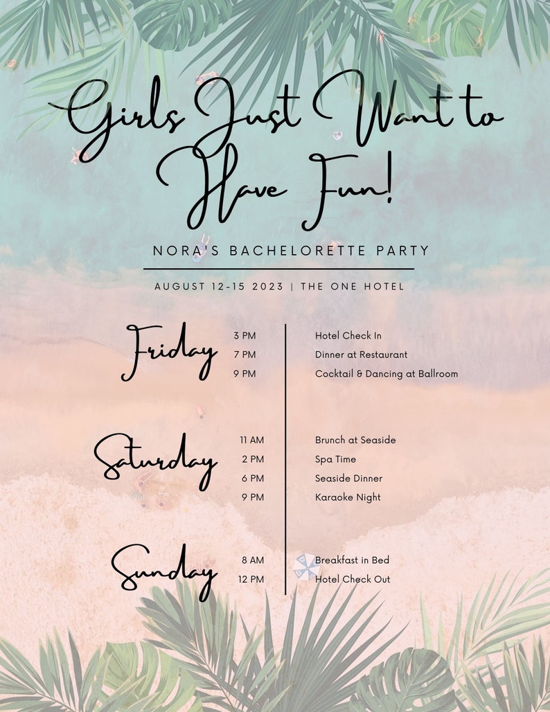 Girls Weekend Trip - Travel Itinerary-daily Schedule-girls Just Want to ...