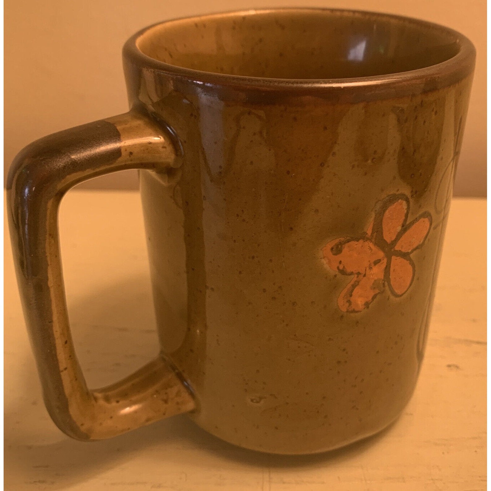 Vintage 1970s Stoneware Coffee Mug Avocado Green Tundra Korea Scrolls ...