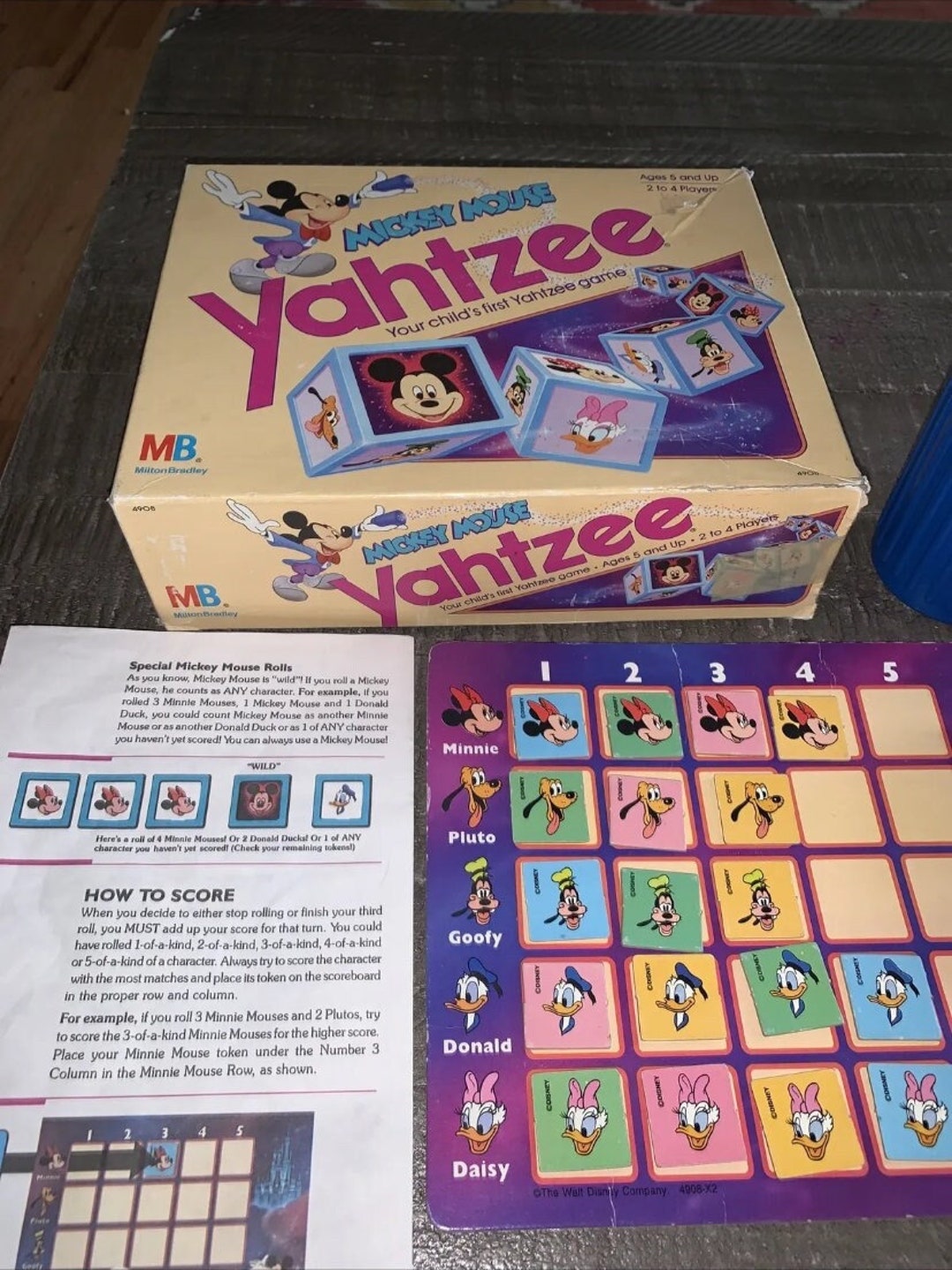 Vintage Walt Disney Mickey Mouse Yahtzee Milton Bradley 1988 #4908 ...