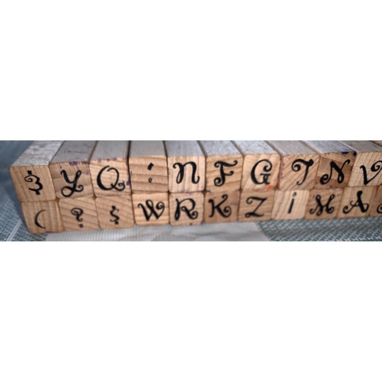32 Pcs Letters Punctuation Alphabet Wooden Abc's Ink Stamps DIY ...