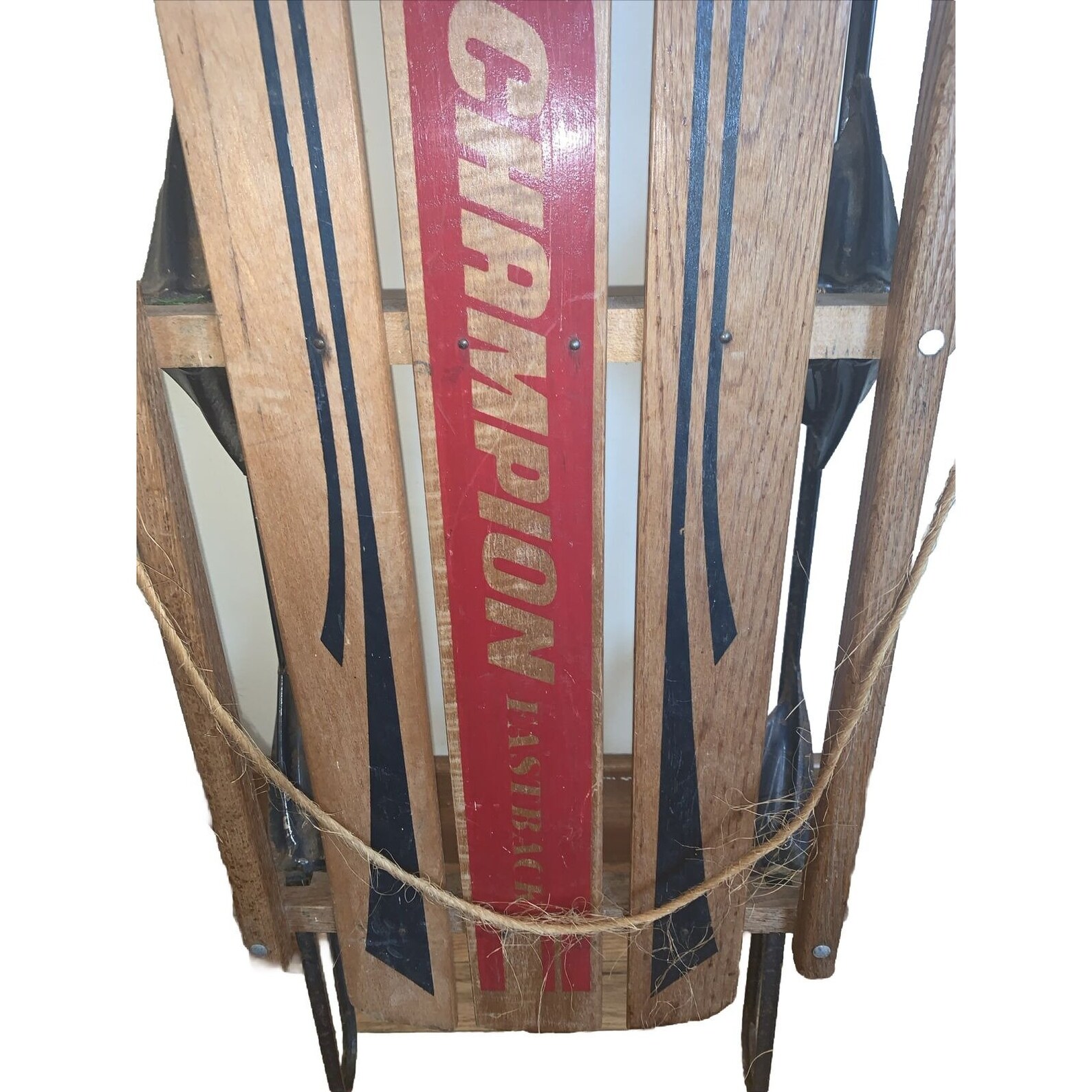 Vintage PARIS CHAMPION FASTBACK Wood Metal Snow Sled Ski Lodge Decor 55 ...