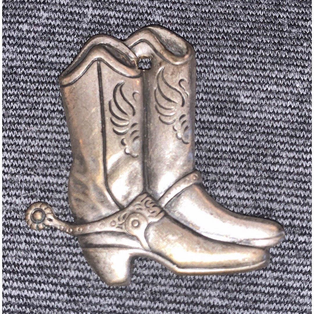 Brooch Pendant Ornate Design & Texture Antiqued Cowboy Boot - Etsy