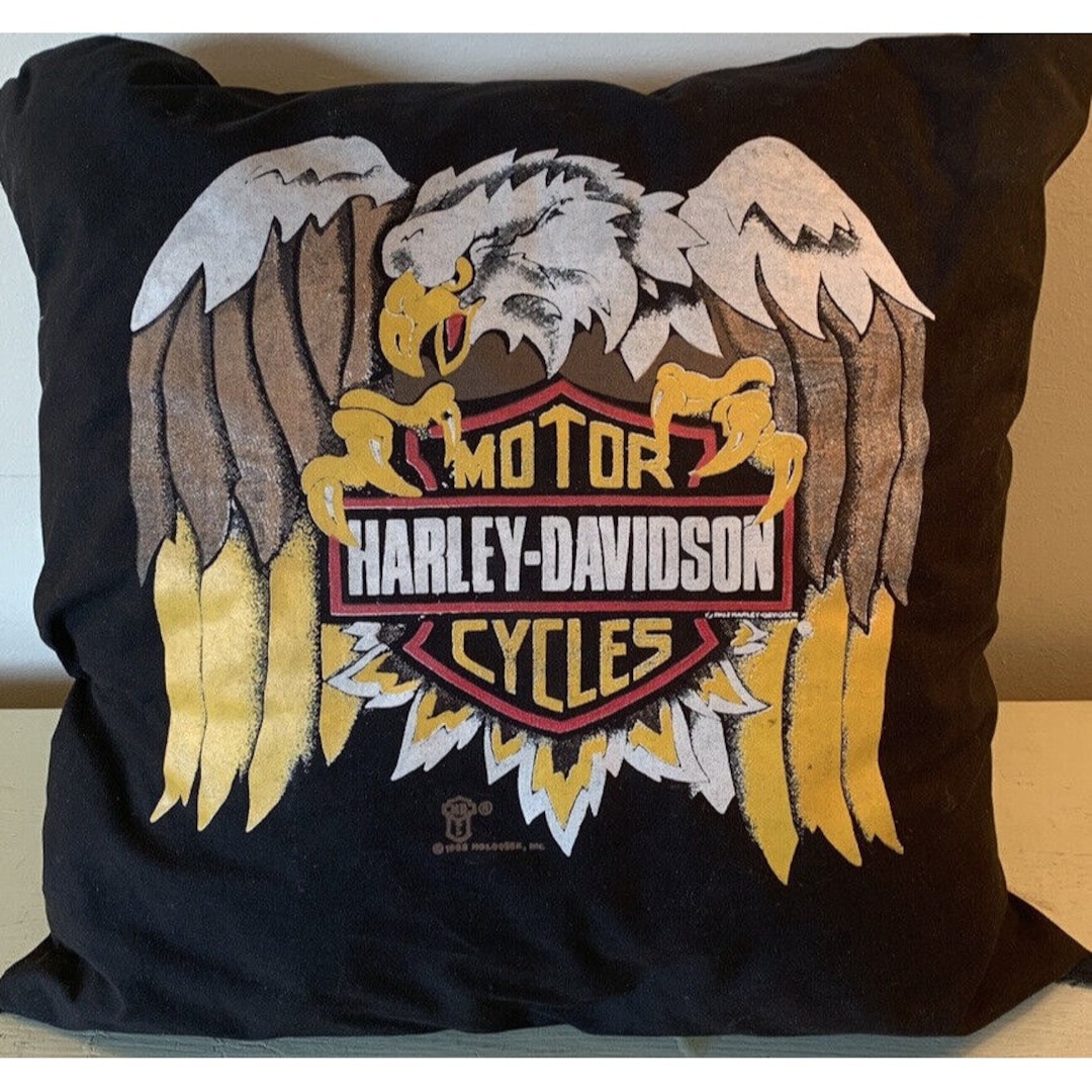 Vintage 1989 Harley-davidson Logo Throw Pillow Eagle Crest America ...