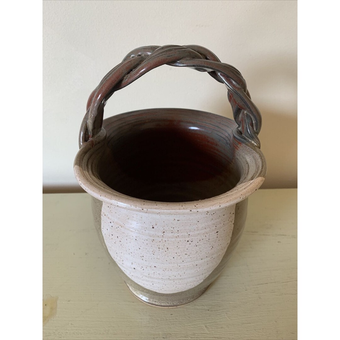 Thomas Pottery Braided Handle Basket Vase 10 High 6 Wide - Etsy