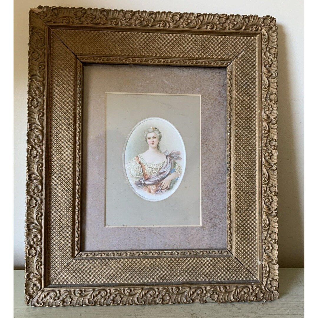 Antique REGENCY GEORGIAN Miniature Portrait Marie Antoinette 14.5x 12. ...
