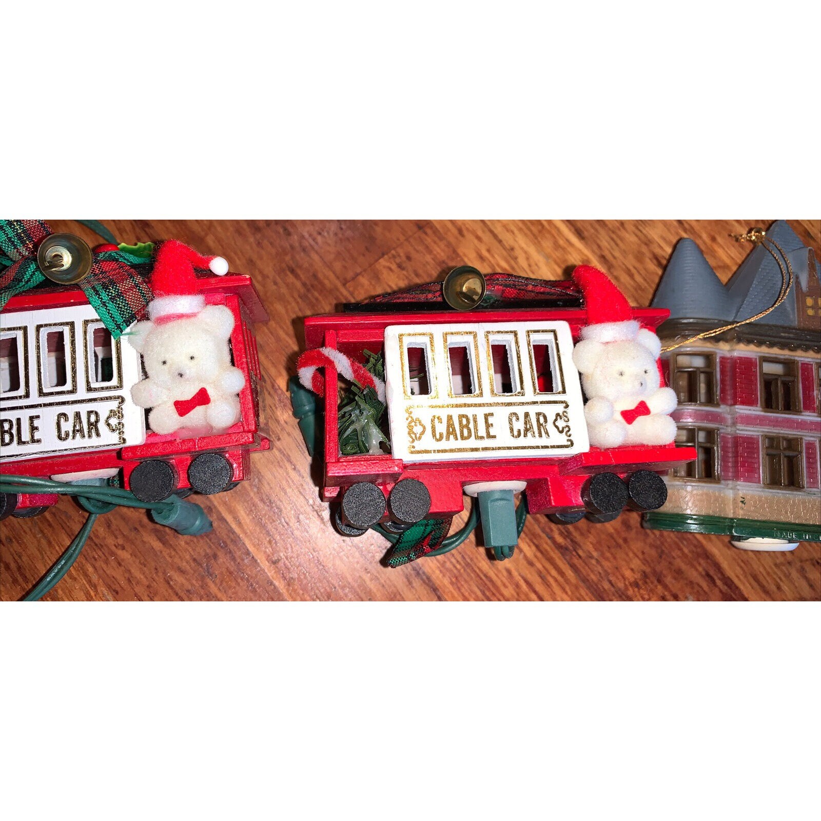 VTG Noma Lighted Cable Car Santa & Bear Christmas Ornament Victorian ...