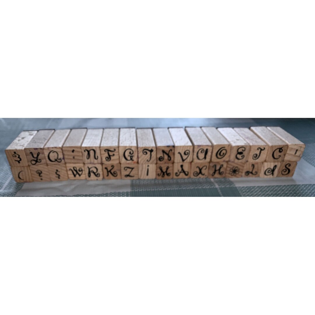 32 Pcs Letters Punctuation Alphabet Wooden Abc's Ink Stamps DIY ...