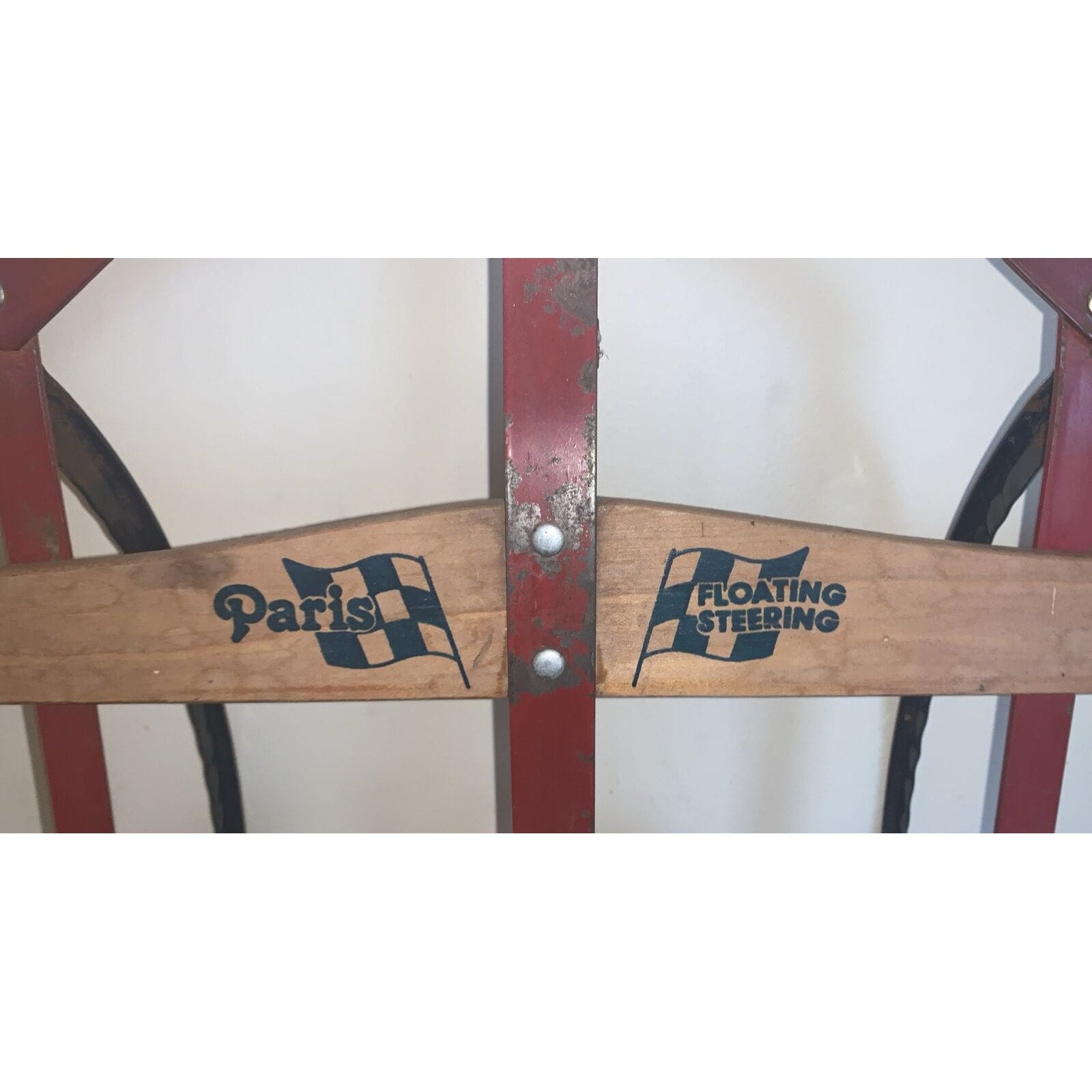 Vintage PARIS CHAMPION FASTBACK Wood Metal Snow Sled Ski Lodge Decor 55 ...