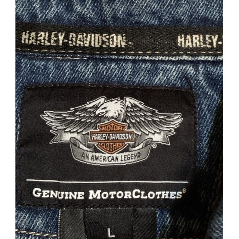 Harley Davidson Embroidered Blue Jean Jacket Men's Size Large Eagle ...