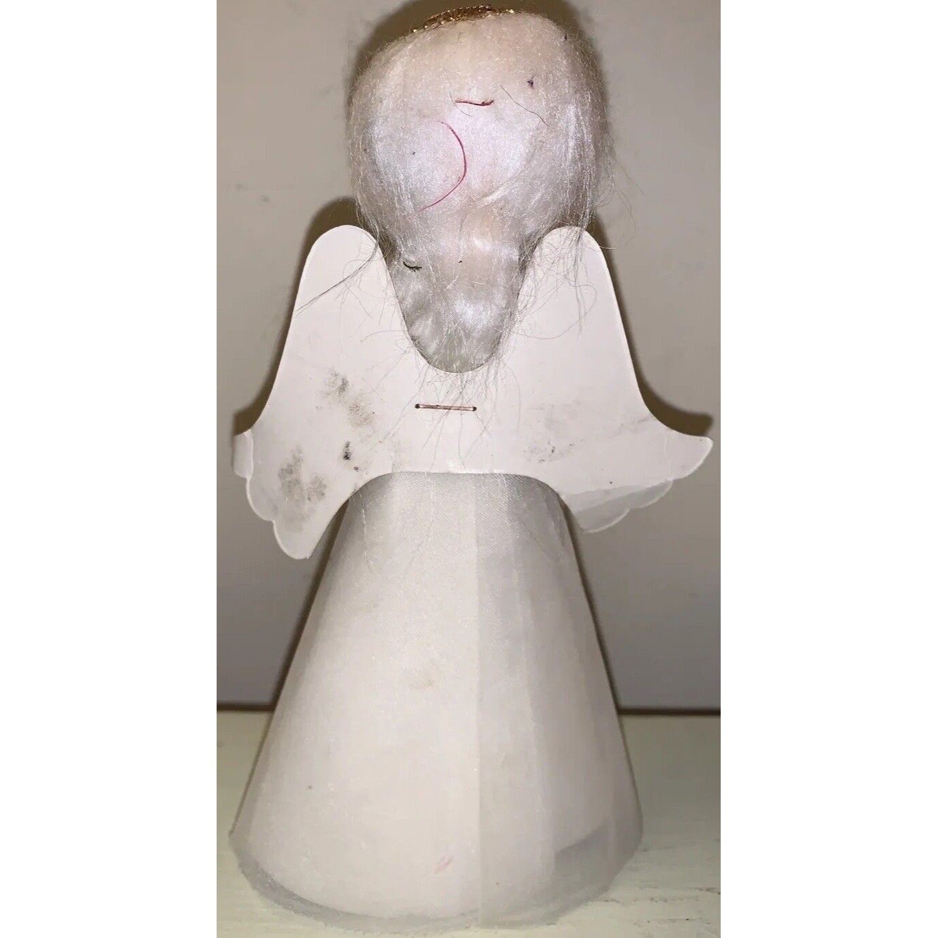 Vintage Angel Christmas Tree Topper Tulle Spun Cotton Cardboard Cone ...