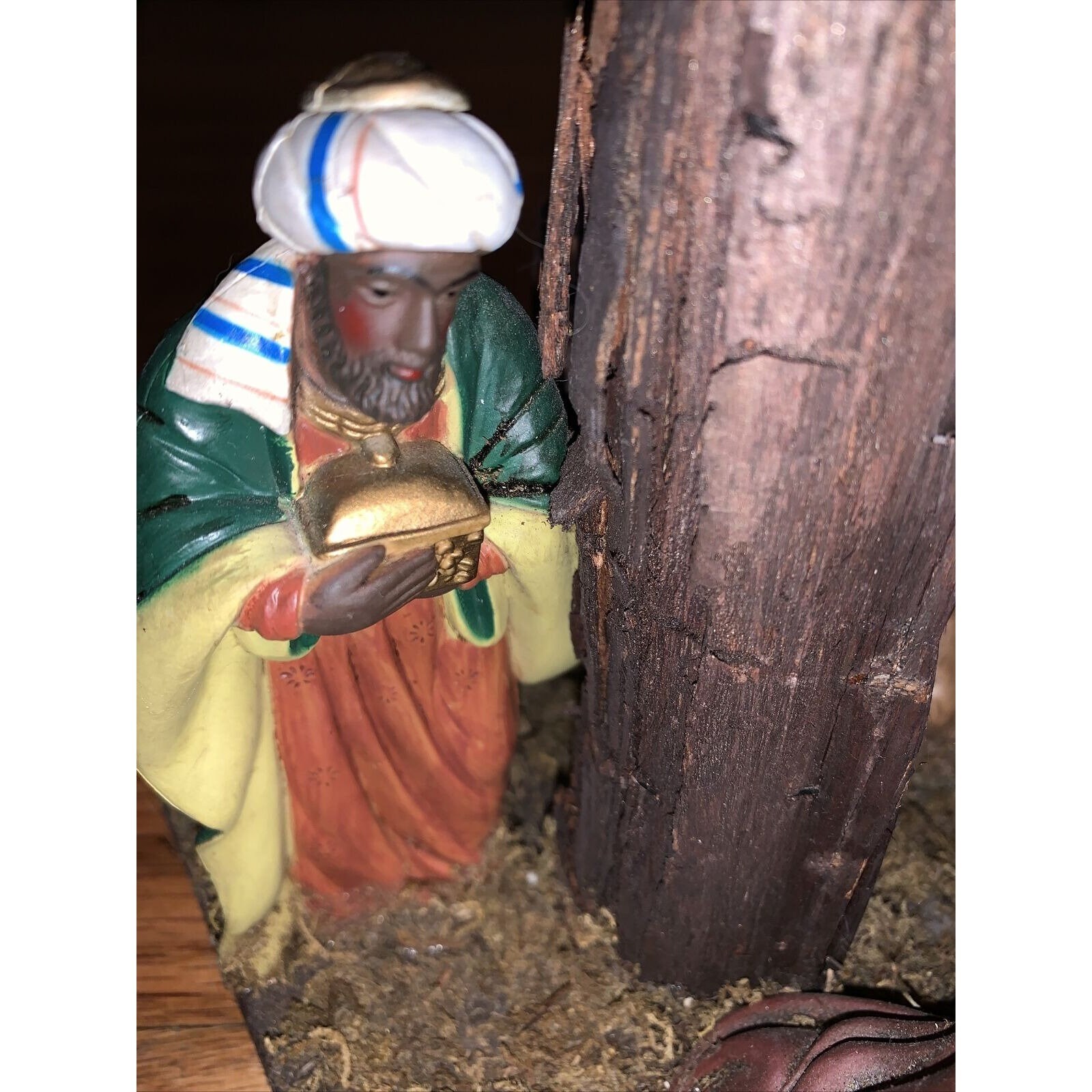 Vtg Wooden Stable & Nativity Set Figures Are Attached 18x12 Bethlehem ...