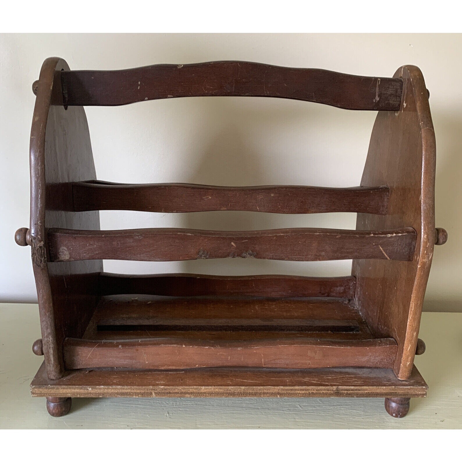 Vintage Wooden Rack Stand Newspaper Books Albums Handle Solid Wood - Etsy