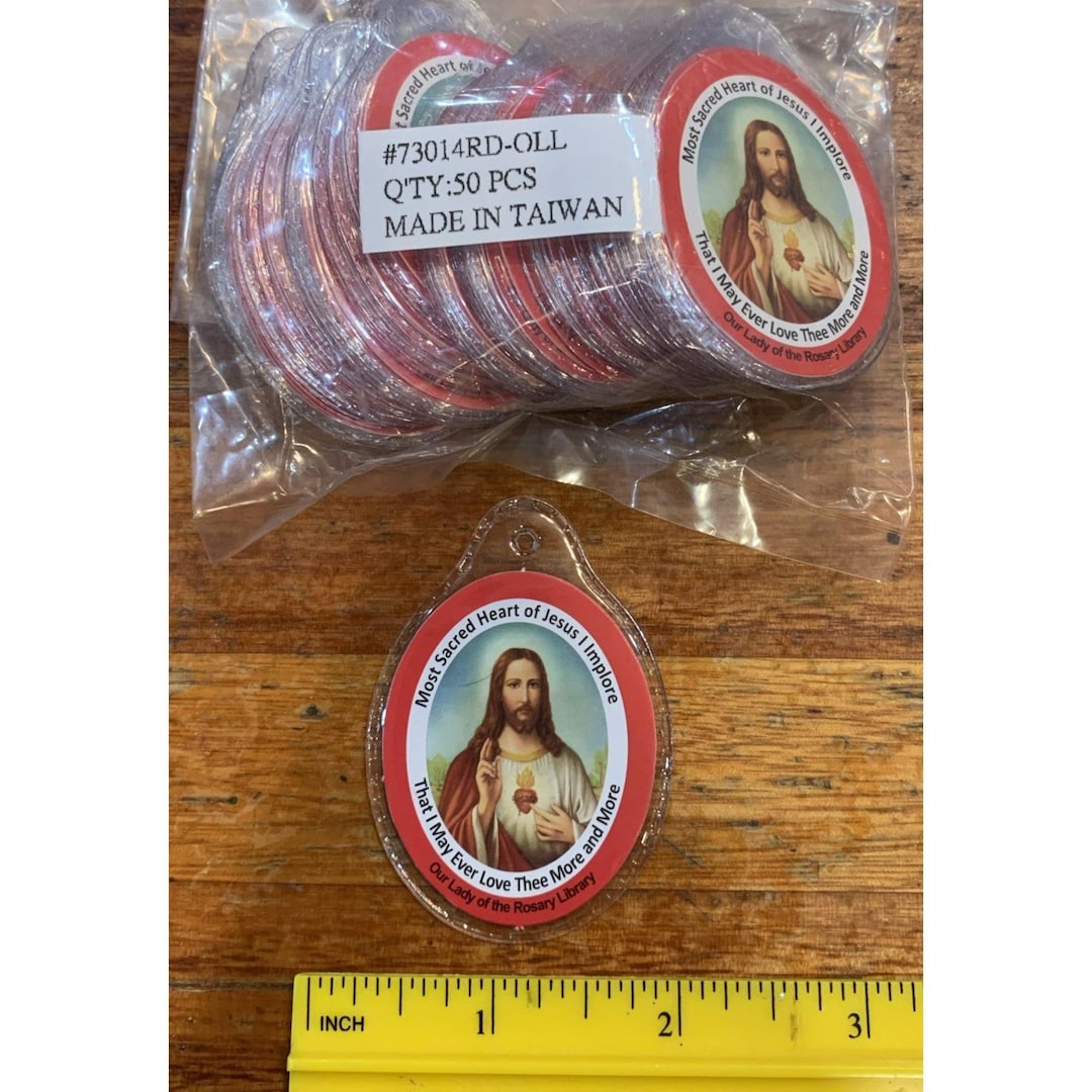 Lot of 50 Sacred Heart Badges Laminated Pendant 1.75” Wide X 2.5” High ...