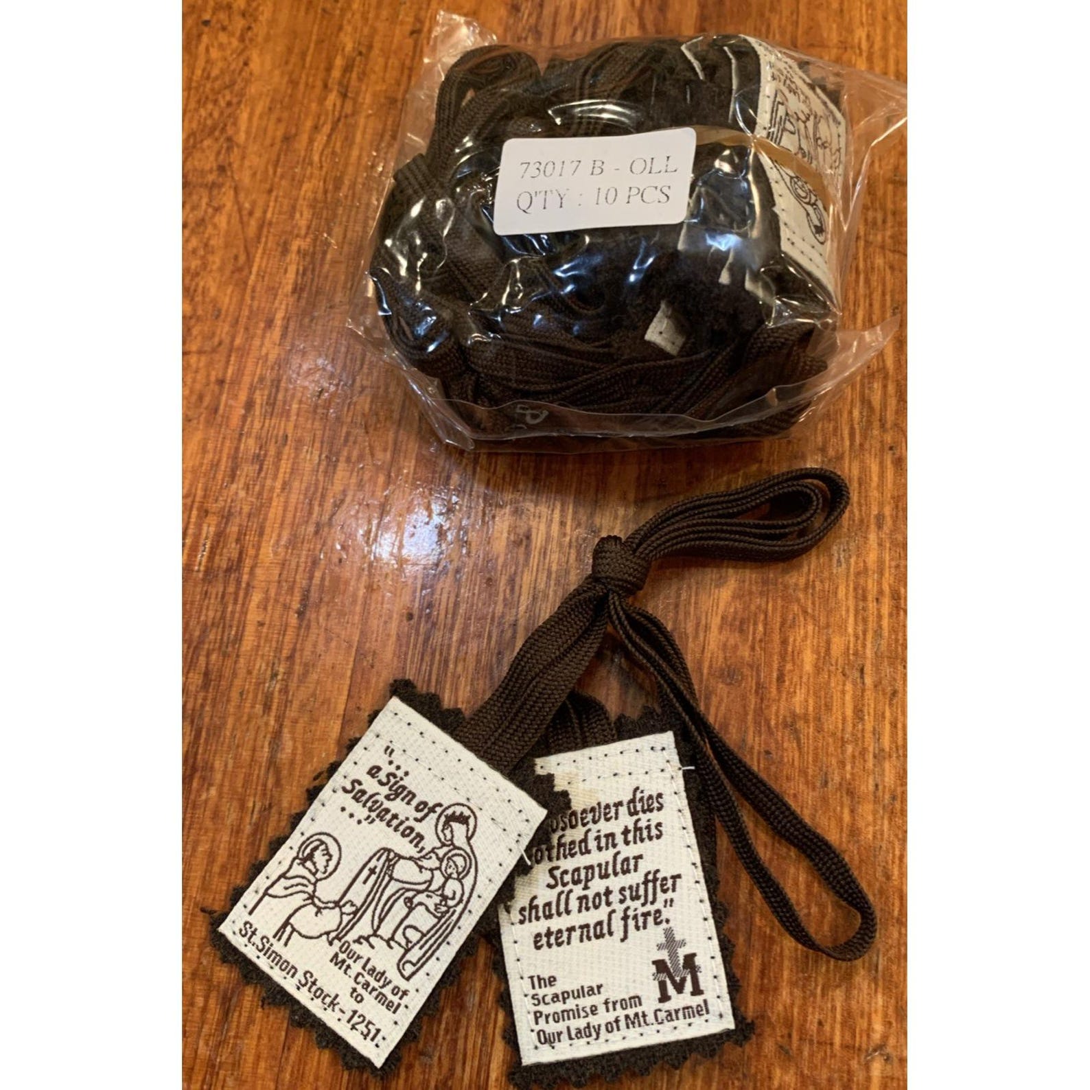 Brown Scapular, 10 Pack Bulk Scapulars Catholic Mary Our Lady Mount ...
