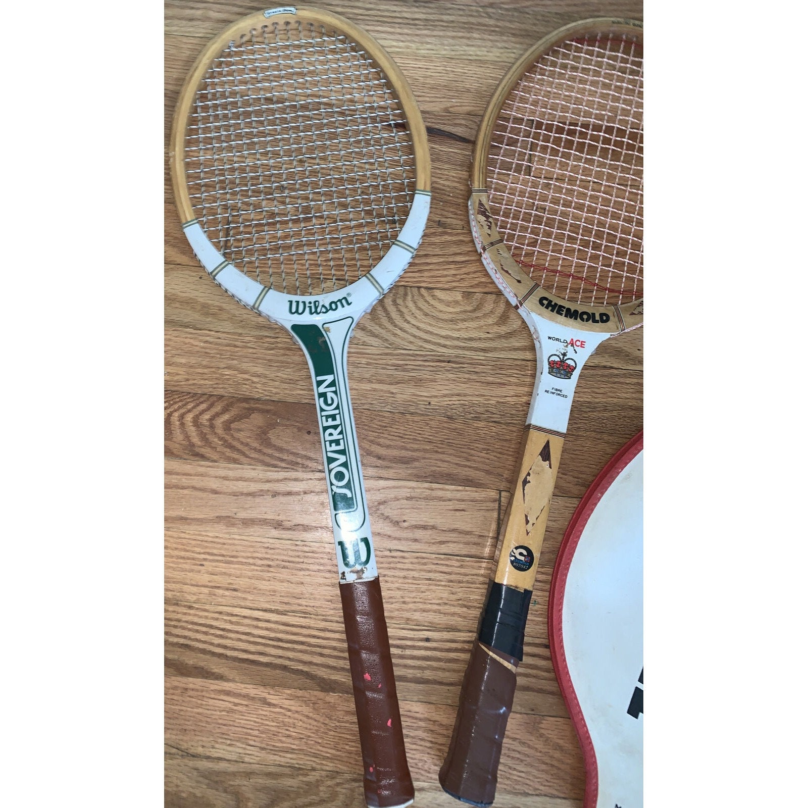 Wilson Sovereign Chemold World Ace Wood Tennis Racquet With Cover Lot 2 ...