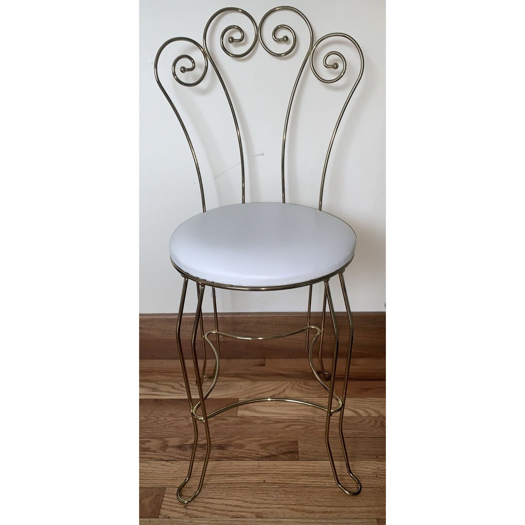 Hollywood Regency Brass Gold Tone Metal Tall Vanity Stool - Etsy