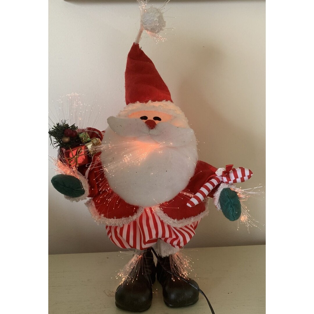 Vintage Fiber Optic Santa Peppermint Santa Fiber Optic Pal Santa Tested ...