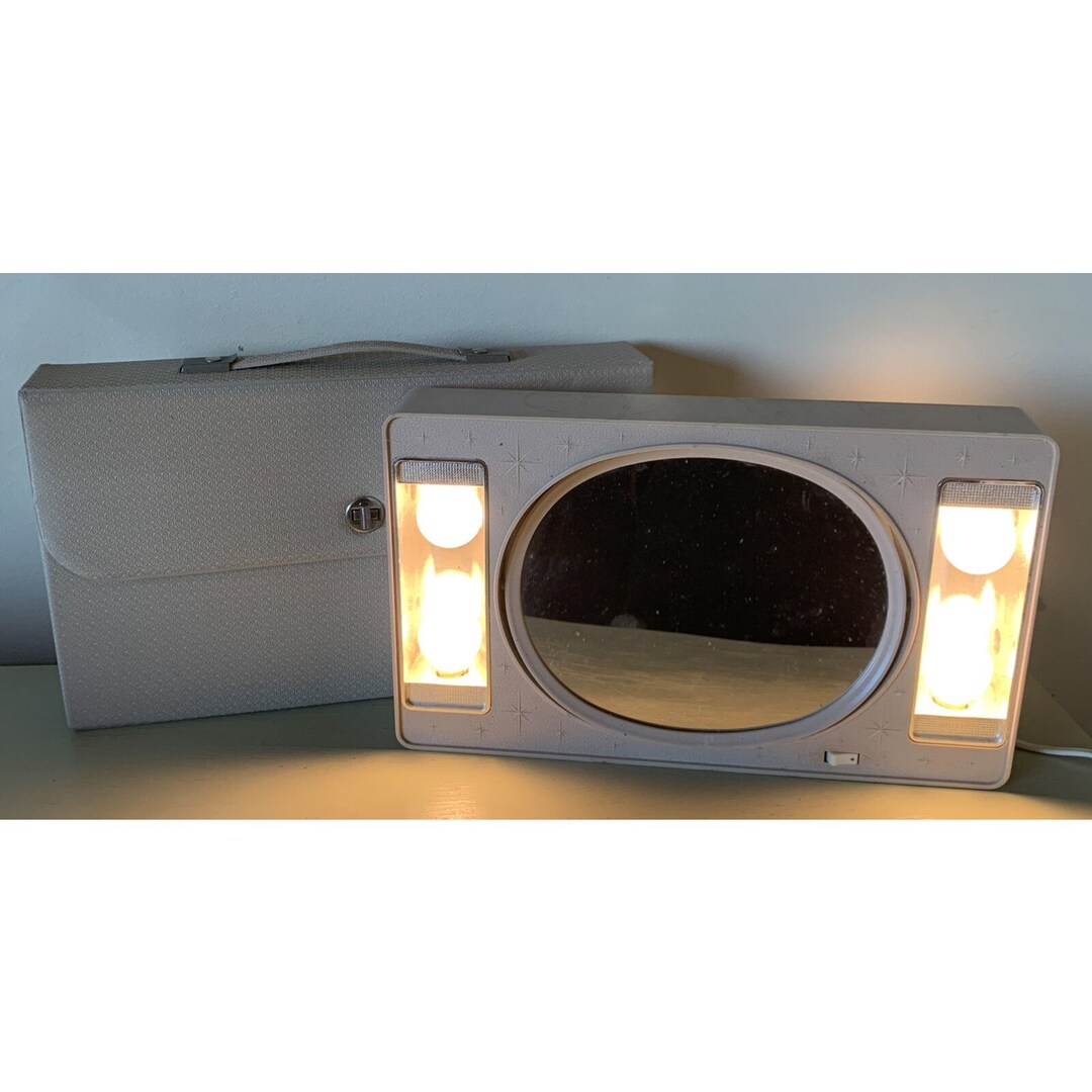 1960's MCM Beauty Mate Mirror W/ Hollywood Glam Lights Portable Vanity ...