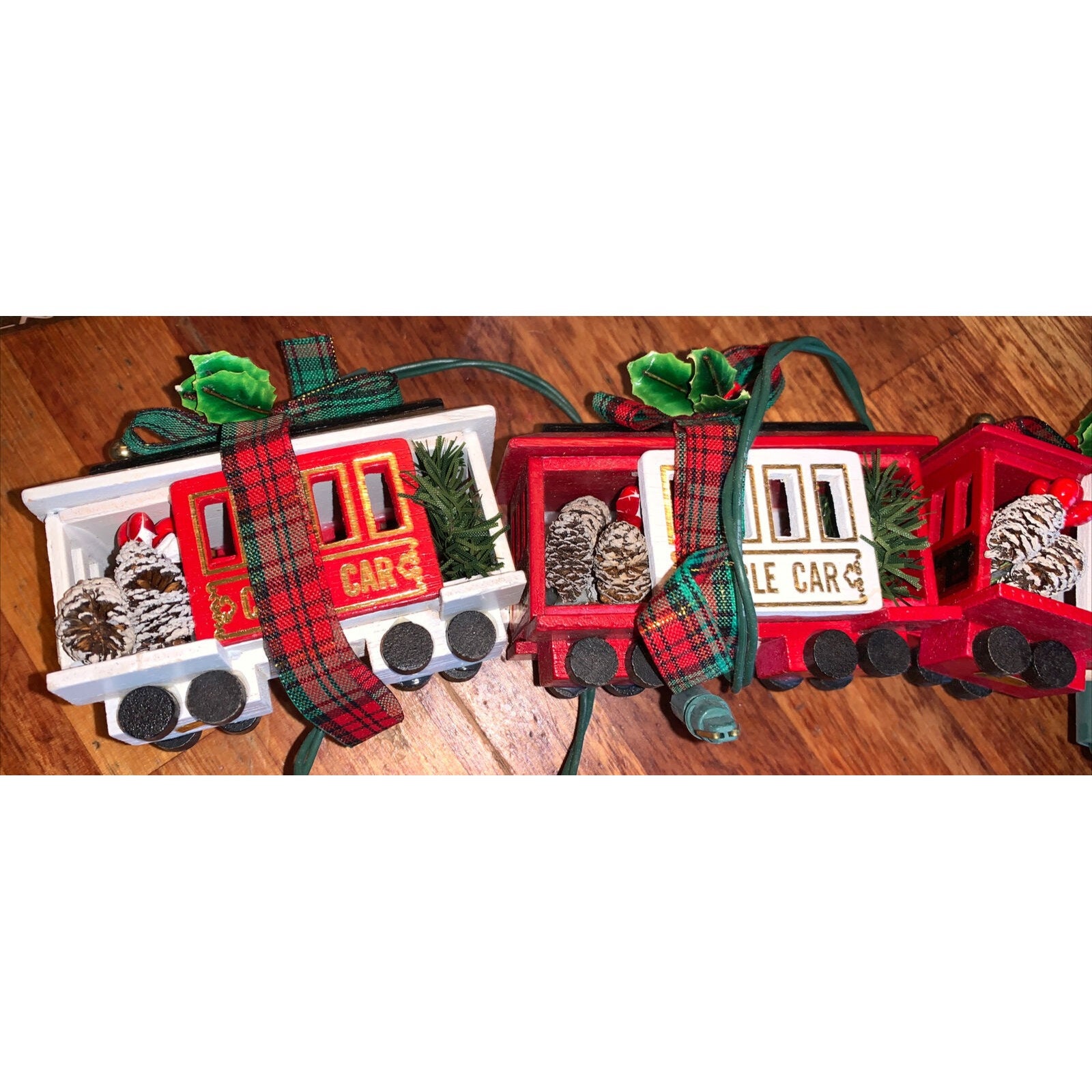 VTG Noma Lighted Cable Car Santa & Bear Christmas Ornament Victorian ...