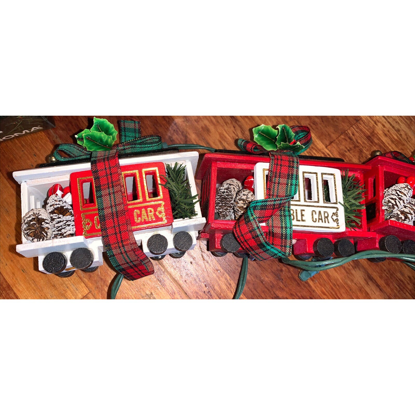 VTG Noma Lighted Cable Car Santa & Bear Christmas Ornament Victorian ...