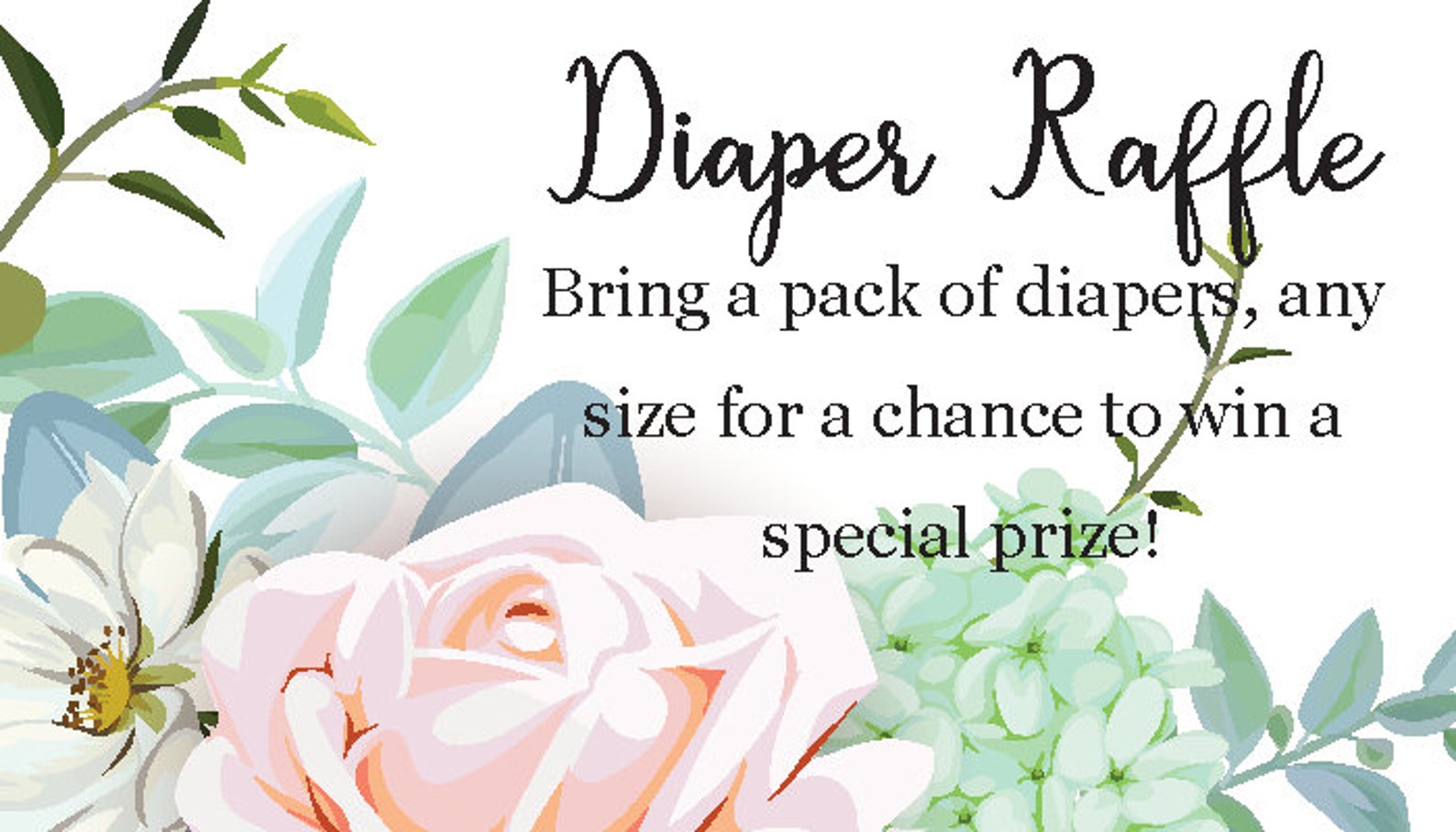 Floral Baby Shower Invite and Diaper Raffle Insert Digital PDF Download ...