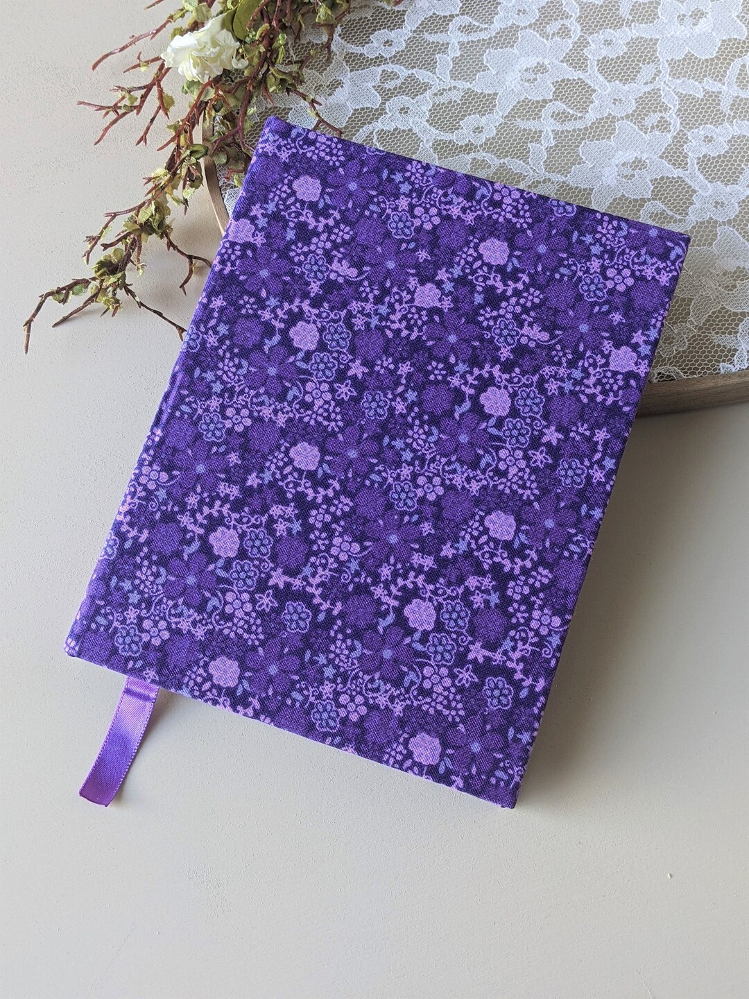 Cotton Covered Hand Bound Blank Book, Gift for Her, Small Journal With ...