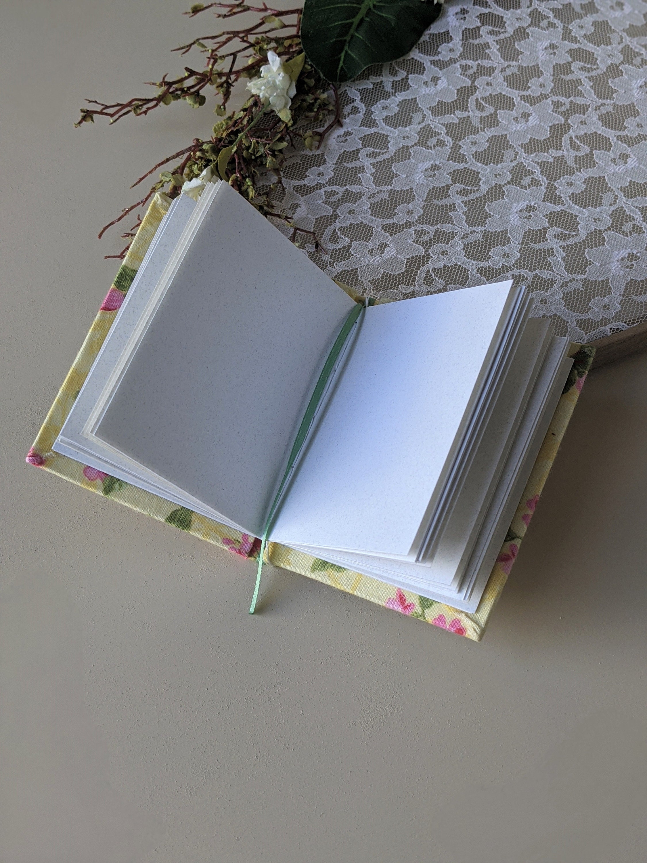 Cotton Covered Hand Bound Blank Book Gift for Her Pocket | Etsy