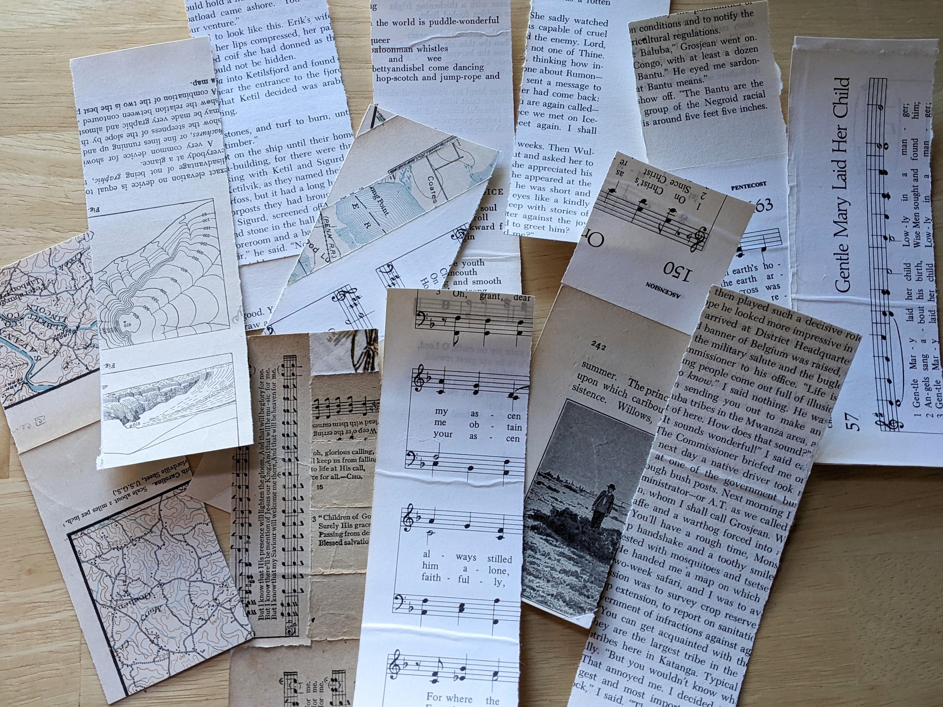 Vintage Book Page Tape Junk Journal Supply, 6x2 Inch Book Page Stickers ...