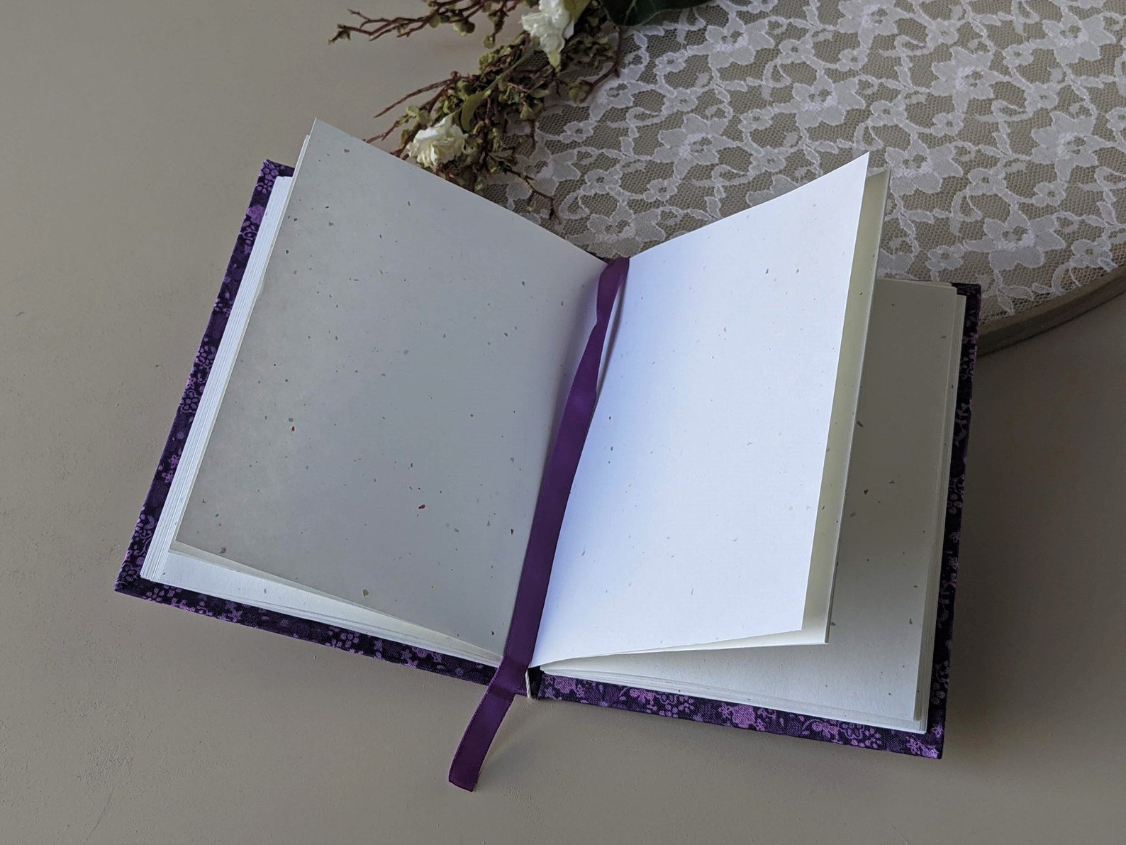 Cotton Covered Hand Bound Blank Book, Gift for Her, Small Journal With ...