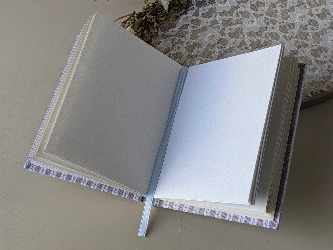 Cotton Covered Hand Bound Blank Book, Gift for Her, Small Journal With ...