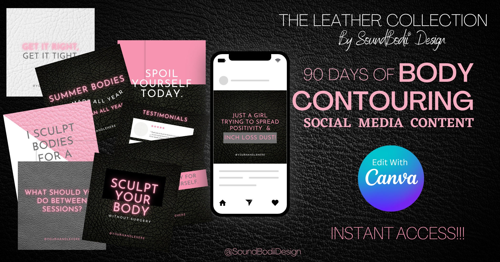 Leather Body Contouring Instagram Post Templates, Editable Body ...