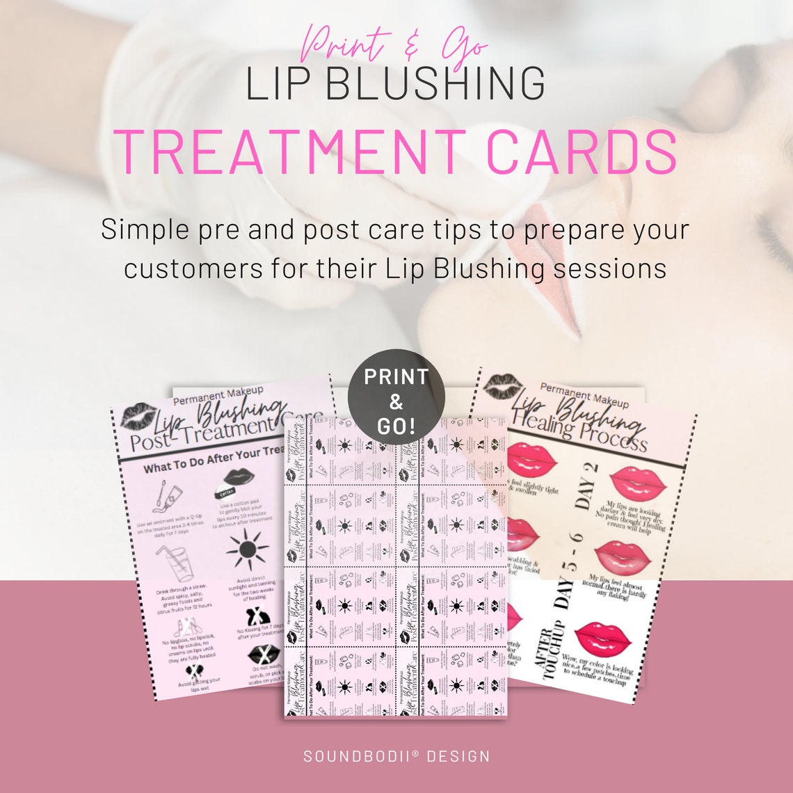 Lip Blushing Pre and Post Care Template, Lip Blushing Aftercare Card ...