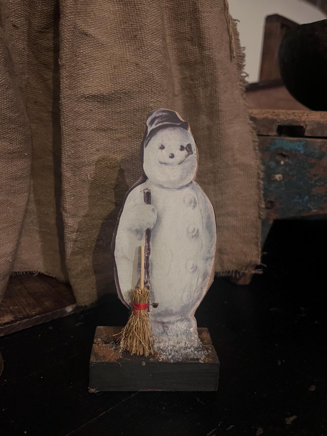 Primitive~old Fashioned Snowman on Stand ~primitive Snowman ~primitive ...