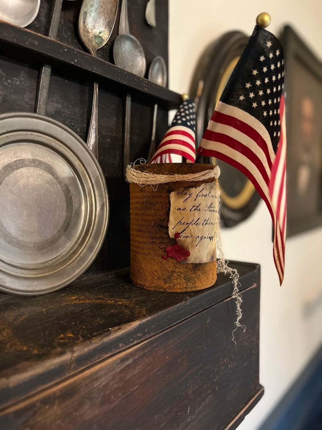 Primitive Early Look Grubby Geraniums in Cinnamon Aged Can-grubby ...